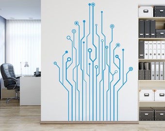 Circuit Board Wall Decal, Technology Vinyl Wall Art Decals, Gamer Room ...