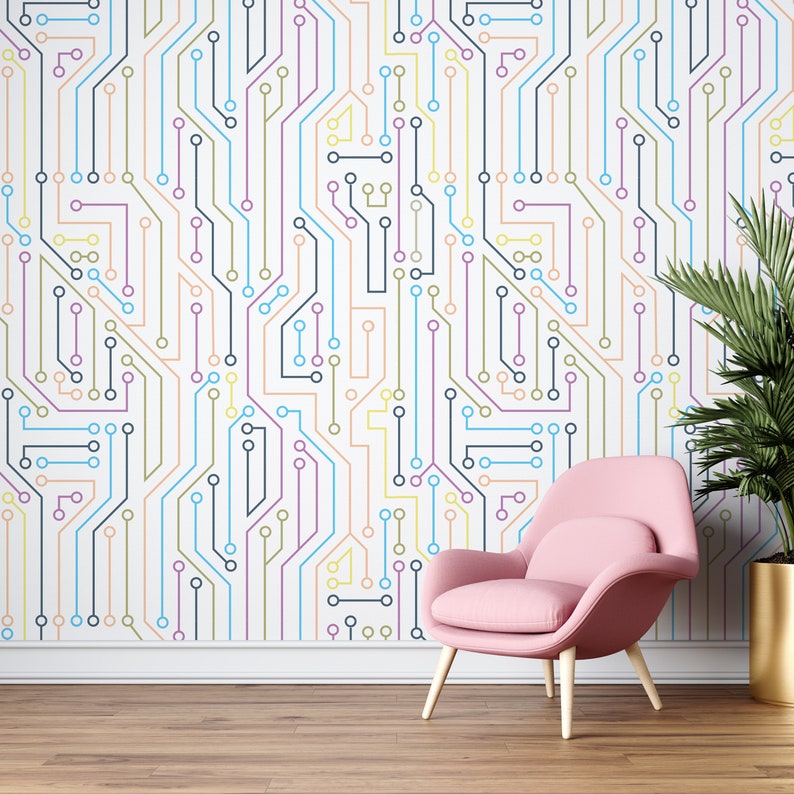 Circuit Board Wallpaper Technology Vinyl Wall Art Decals | Etsy