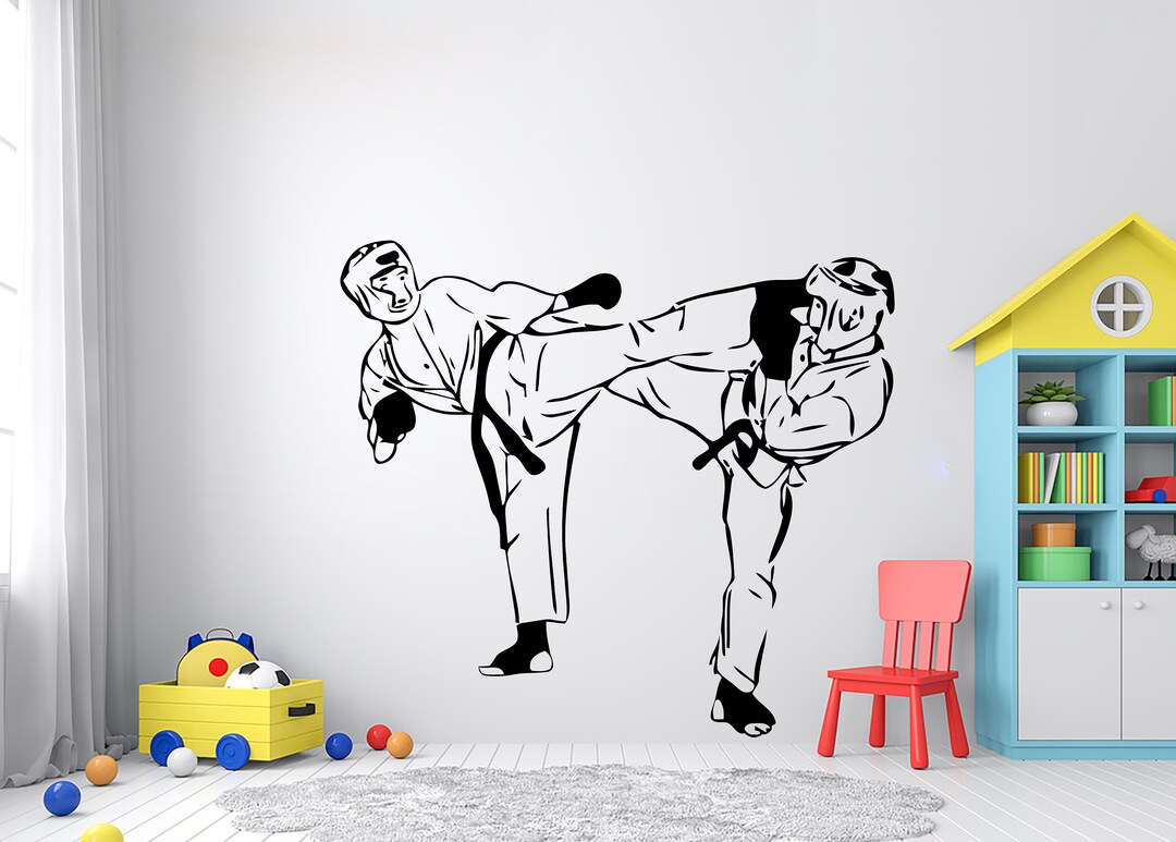 Karate Wall Decal Karate Art Wall Decal Sports Vinyl Karate Gifts Kicks ...
