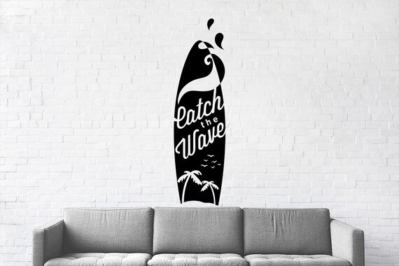 Surf wall decal Surfboard Art Wall Decal beach Sport Vinyl | Etsy
