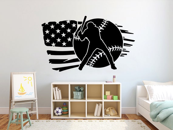Baseball Flag Wall Decal Baseball Wall Decor Custom Name Sport - Etsy