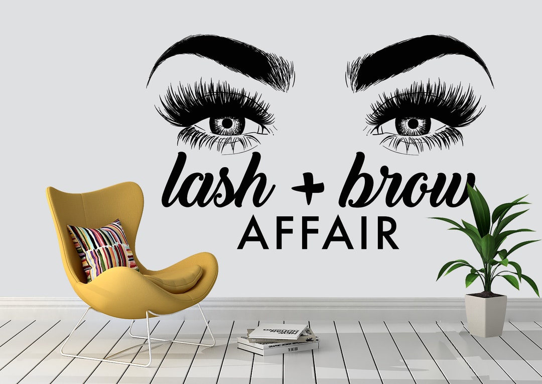 Lash Brow Affair Eyelashes Wall Decal Lash Decals Eyebrows Decal Lashes ...