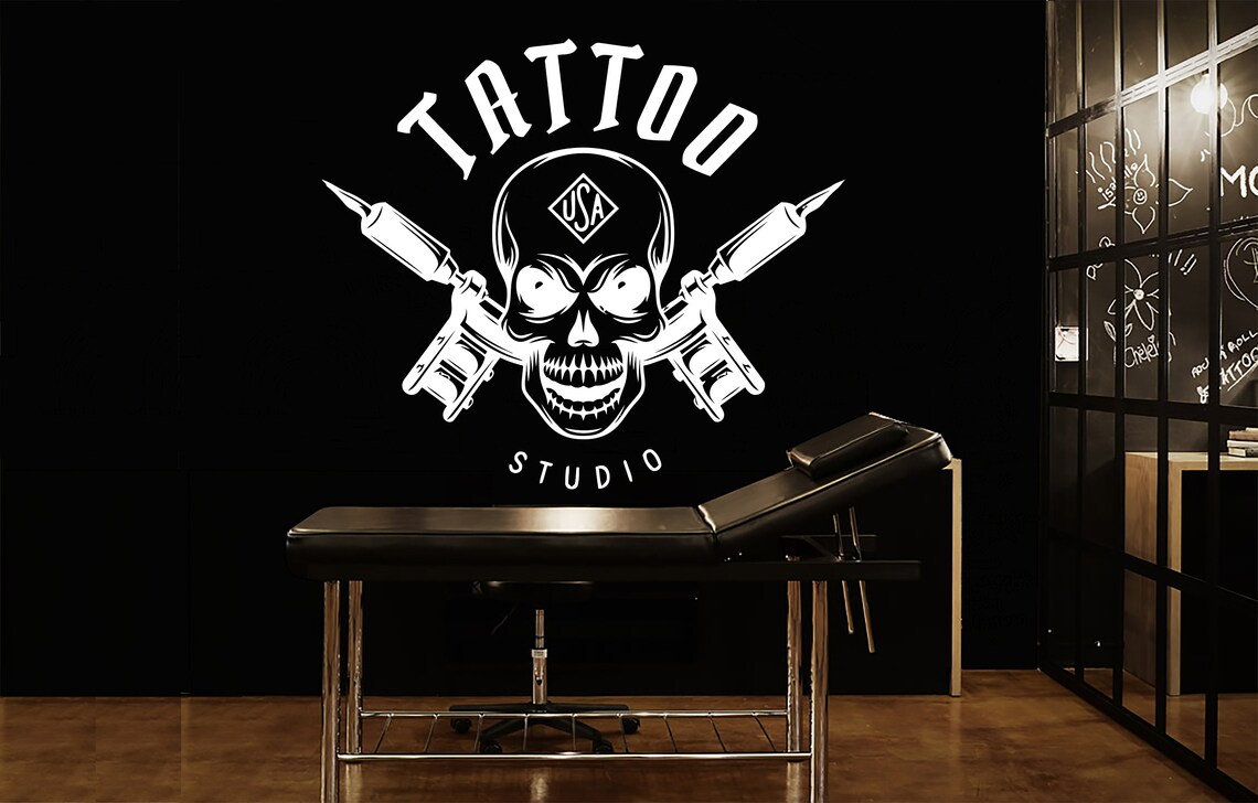 Tattoo Shop Wall Decal Tattoo Studio Sign Logo Wall Stickers - Etsy