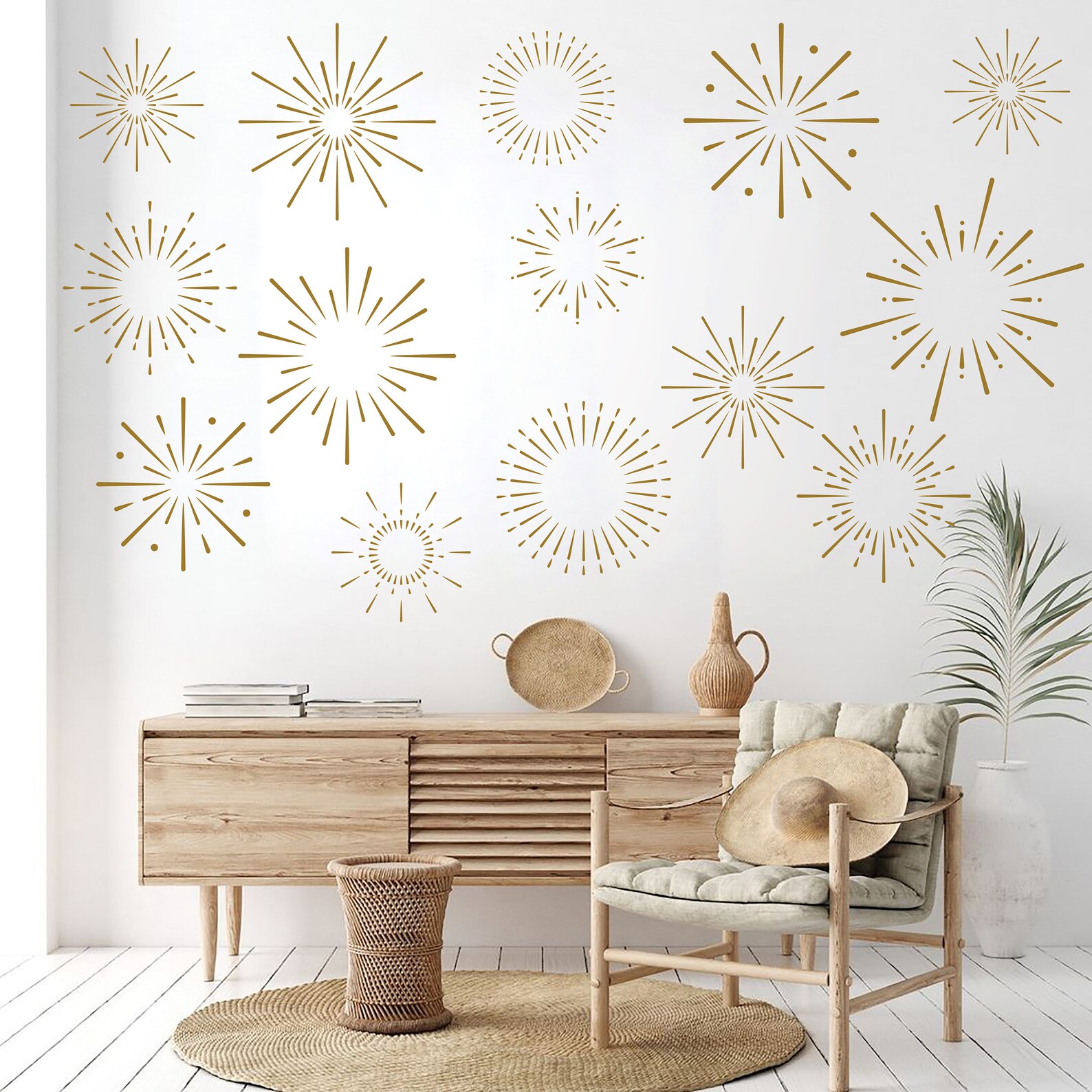 Sunburst Wall Decal Sunburst Room Decor Sunburst Wall | Etsy
