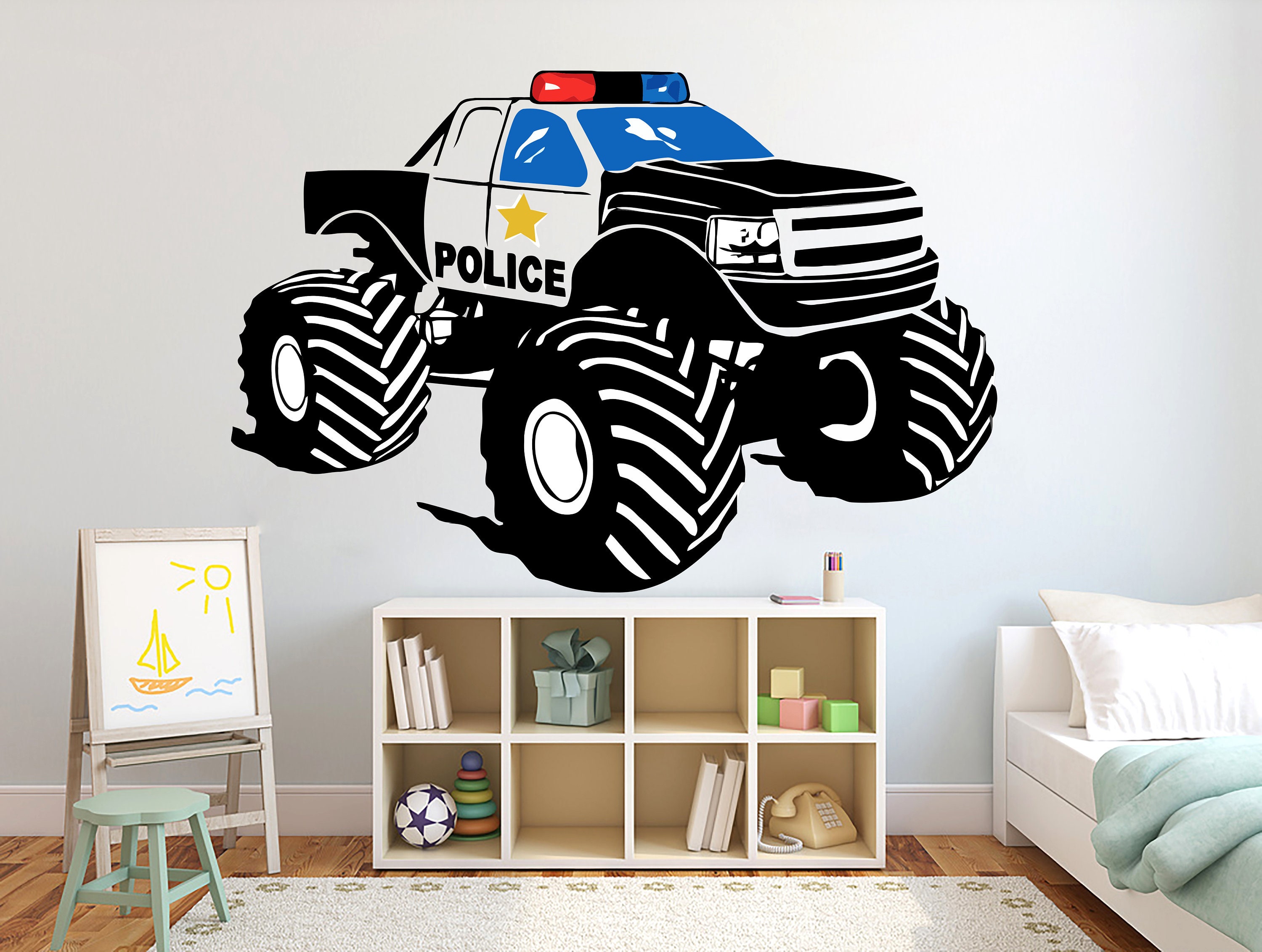 Police Custom Name Monster Truck Wall Decal Monster Car Decal - Etsy