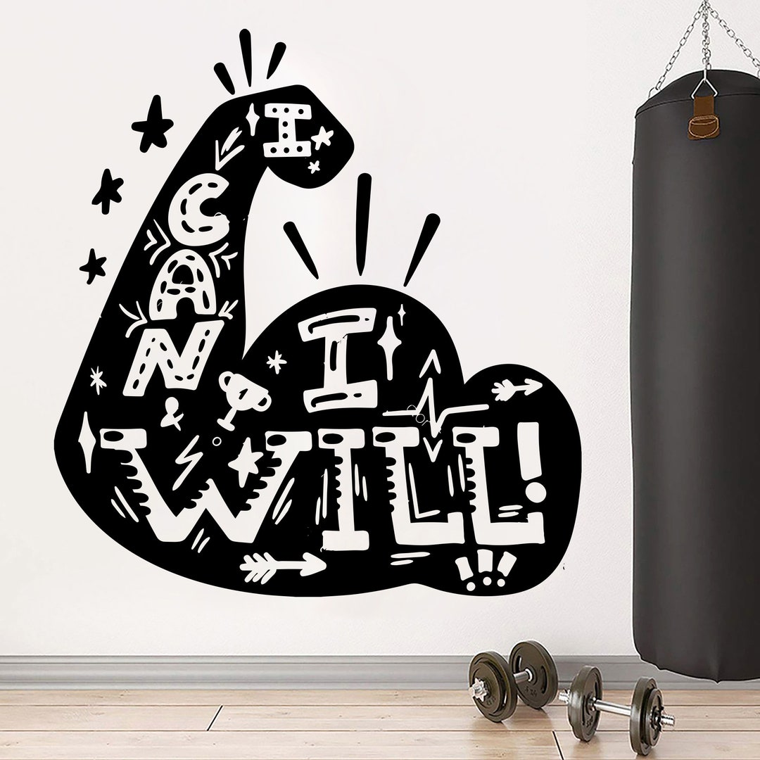 Fitness Decor Art Quotes Gym Stickers Fitness Wall Art Gifts Boys Girl ...