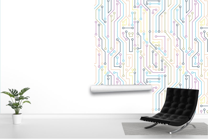 Circuit Board Wallpaper Technology Vinyl Wall Art Decals | Etsy