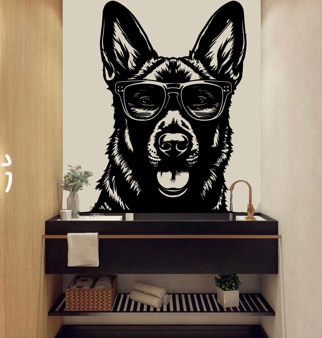 German Shepherd Hipster Dog Wall Decal Dog Decor Dog Kids Dog Wall Art ...