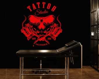 Tattoo Salon Wall Decal Tattoo Shop Sign Logo Poster Studio Design Door ...