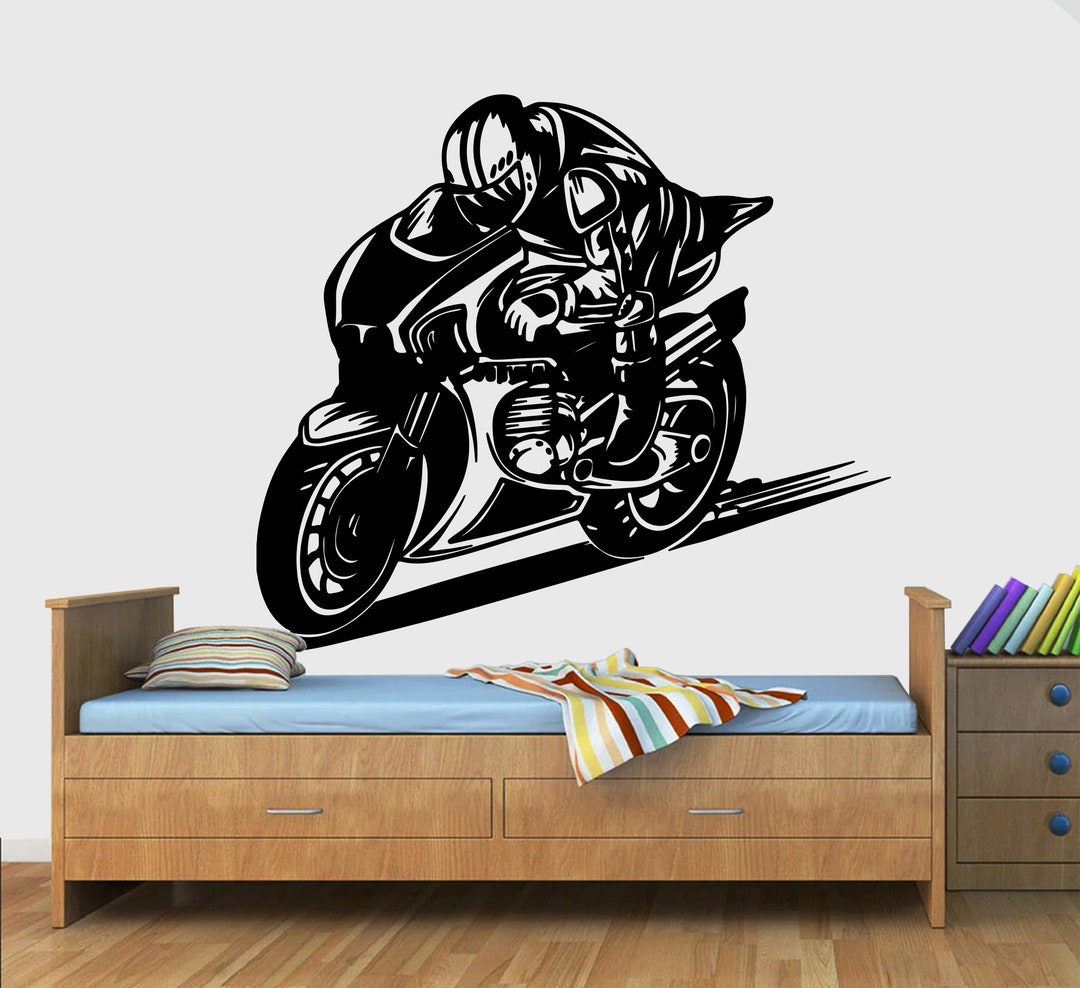 Motorcycle Wall Art Racing Dirt Helmet Wall Decor Motorcross Wall Decal ...