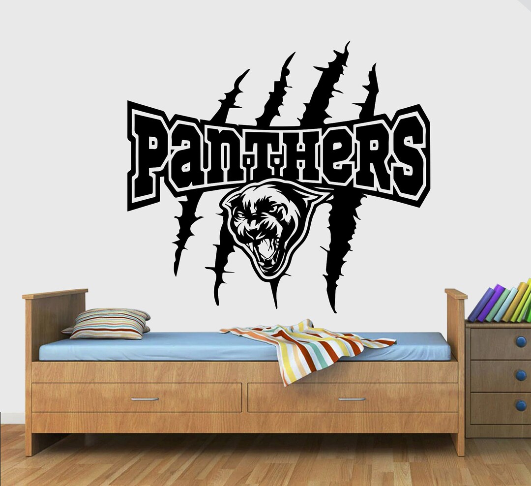 Panthers Wall Decor, Panthers Mascot Wall Decal, Sport Vinyl, Football ...