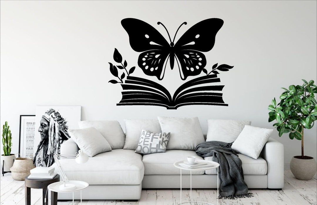 Book Wall Decal Butterfly Kids Wall Decal Books Quote Reading Room ...