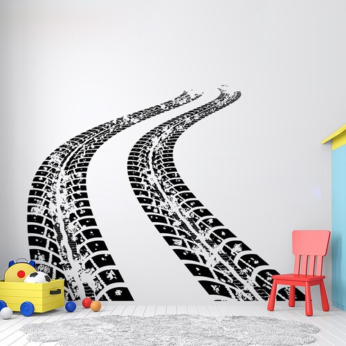 Tire Track Wall Vinyl Decal Car Track Wall Vinyl Sticker Home | Etsy