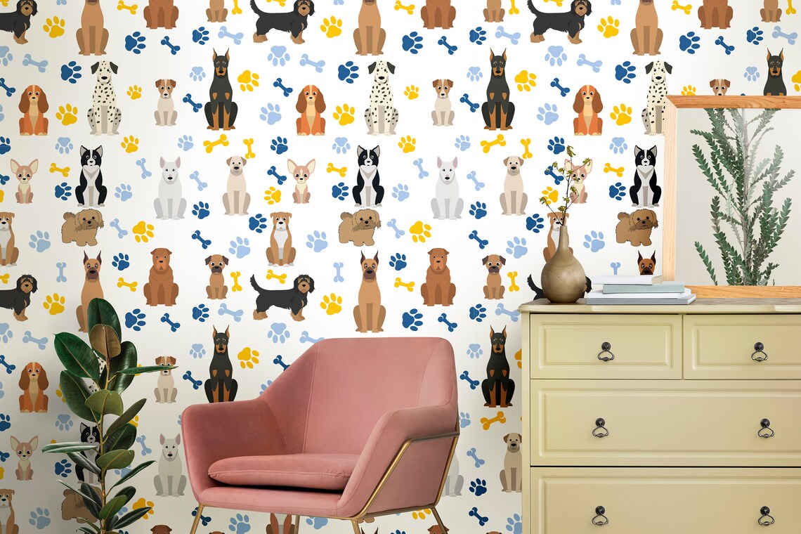Dogs Wallpaper Dogs Peel and Stick Wallpaper Dog Wallpaper Pet - Etsy