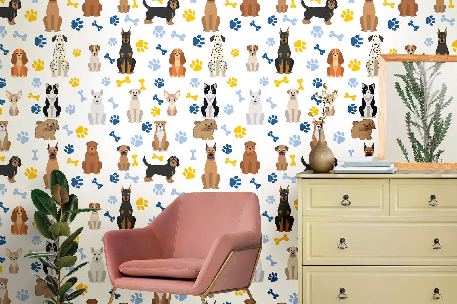 Dogs Wallpaper Dogs Peel and Stick Wallpaper Dog Wallpaper Pet - Etsy