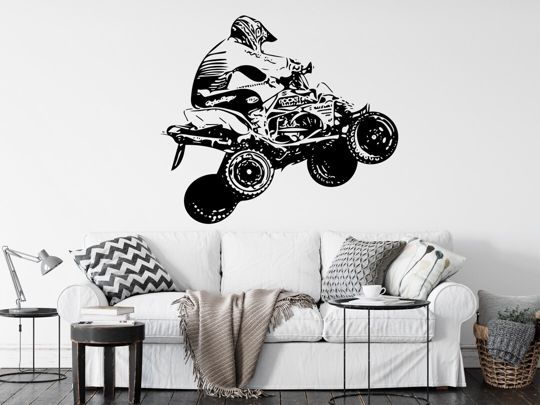 ATV Rider Wall Decal, Quad Wall Decor 4x4 Wheeler Offroad Bedroom Dirt ...