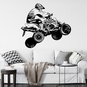 ATV Rider Wall Decal, Quad Wall Decor 4x4 Wheeler Offroad Bedroom Dirt ...