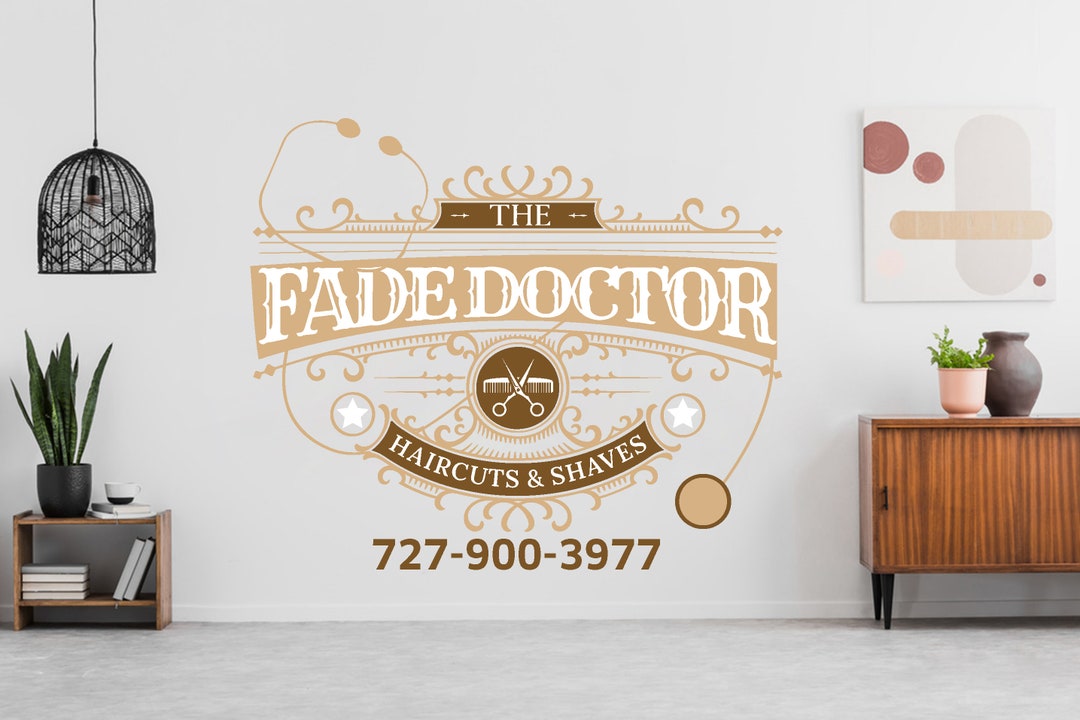 Barber Wall Decal Custom Barber Shop Wall Decor Man Salon Gentlemen’s ...