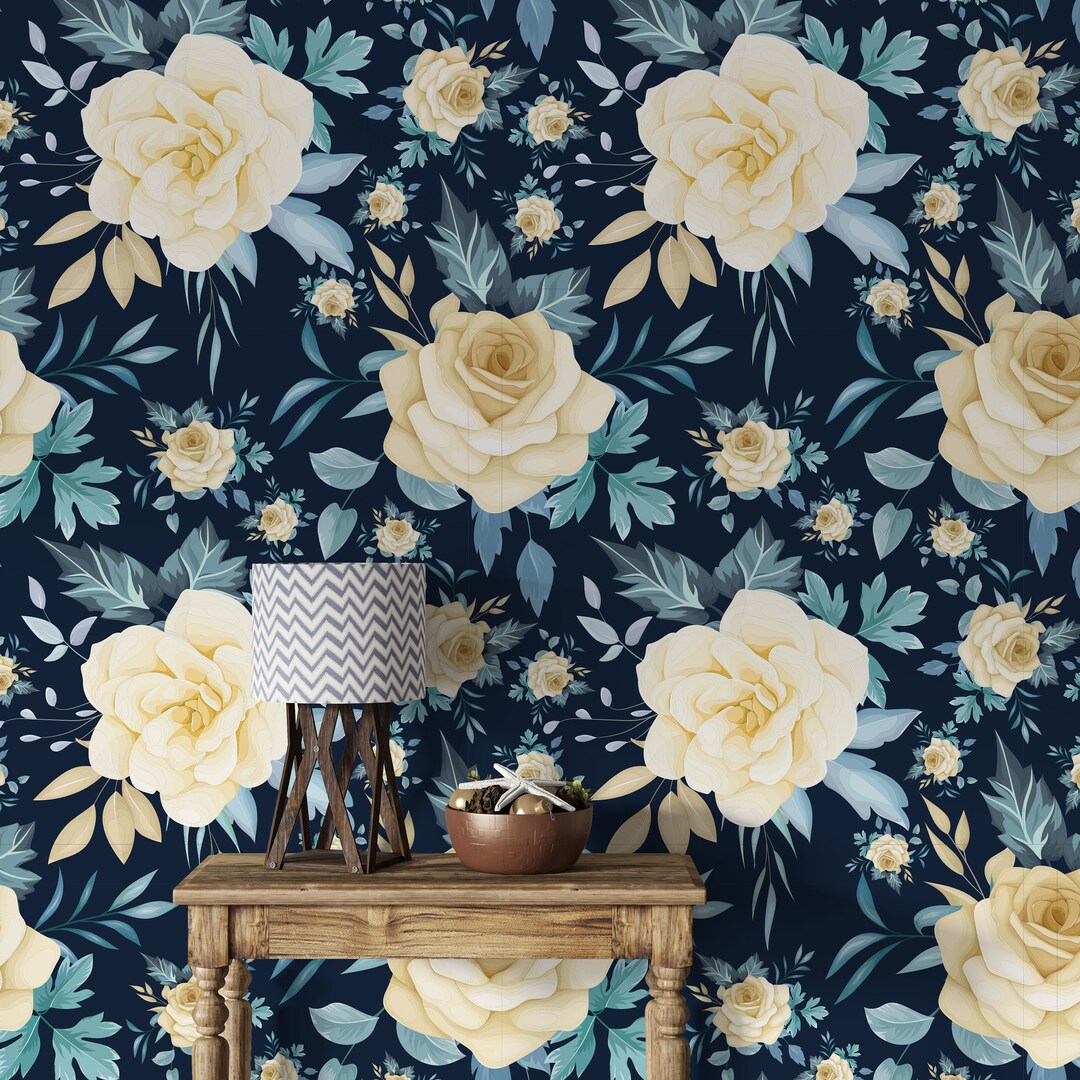 Floral Wallpaper Flower Peel and Stick White Roses Fabric Wallpaper ...