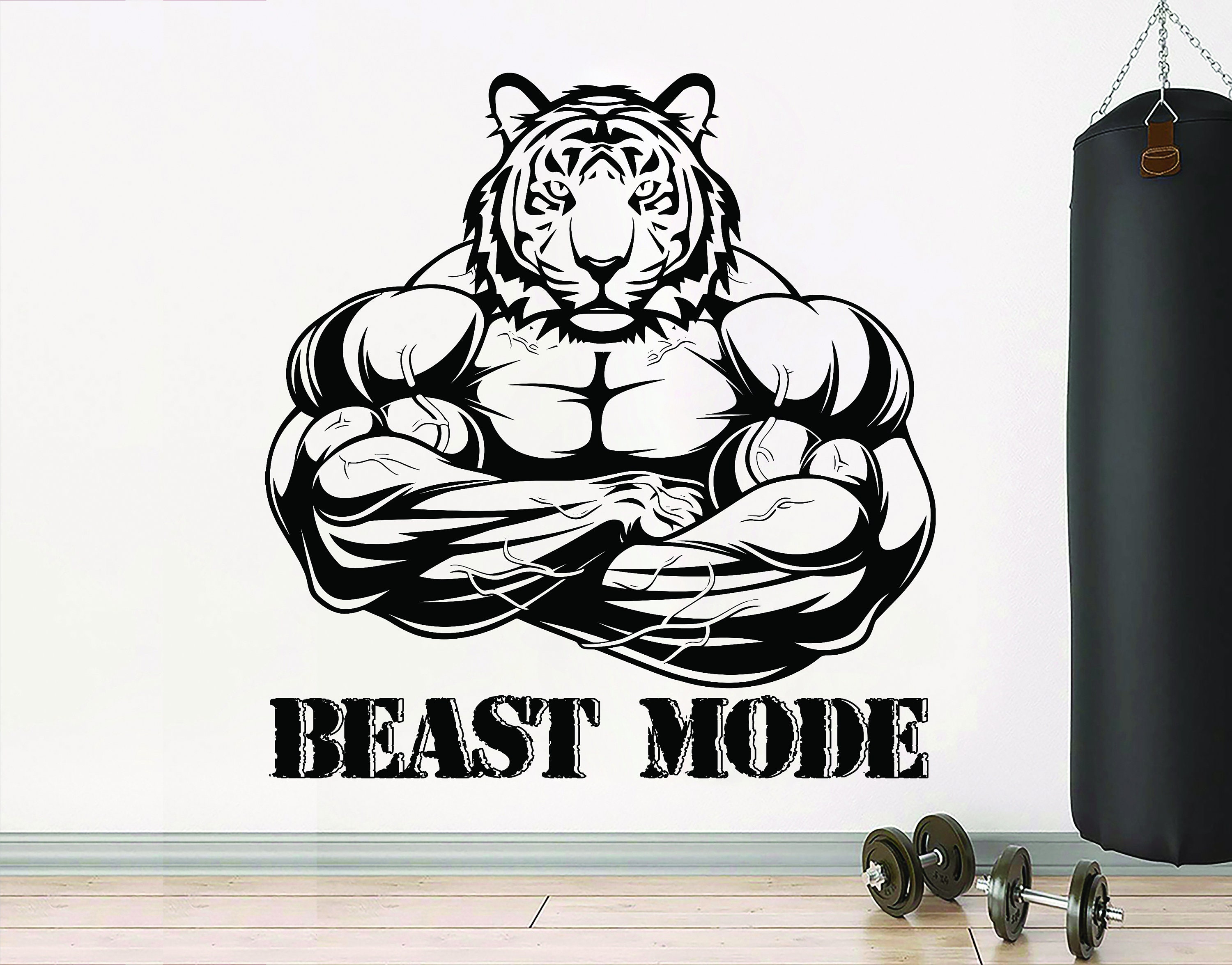 Tiger Gym Wall Decal Custom Fitness Decor Workout Art Vinyl - Etsy