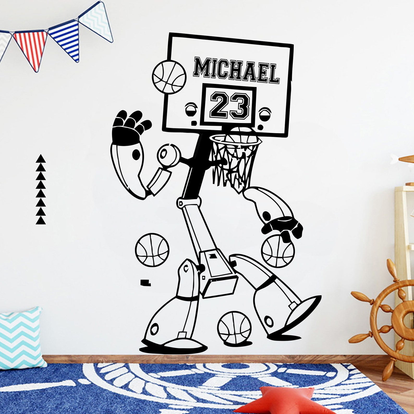 Basketball Robot Custom Wall Decal Sport Vinyl Boy Basket Wall - Etsy