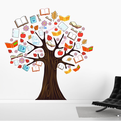 Book Tree Vinyl Wall Decal Books Quote Reading Room Library - Etsy