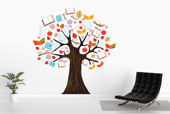 Tree Wall Decal Books Quote Reading Room Library Book Shop | Etsy