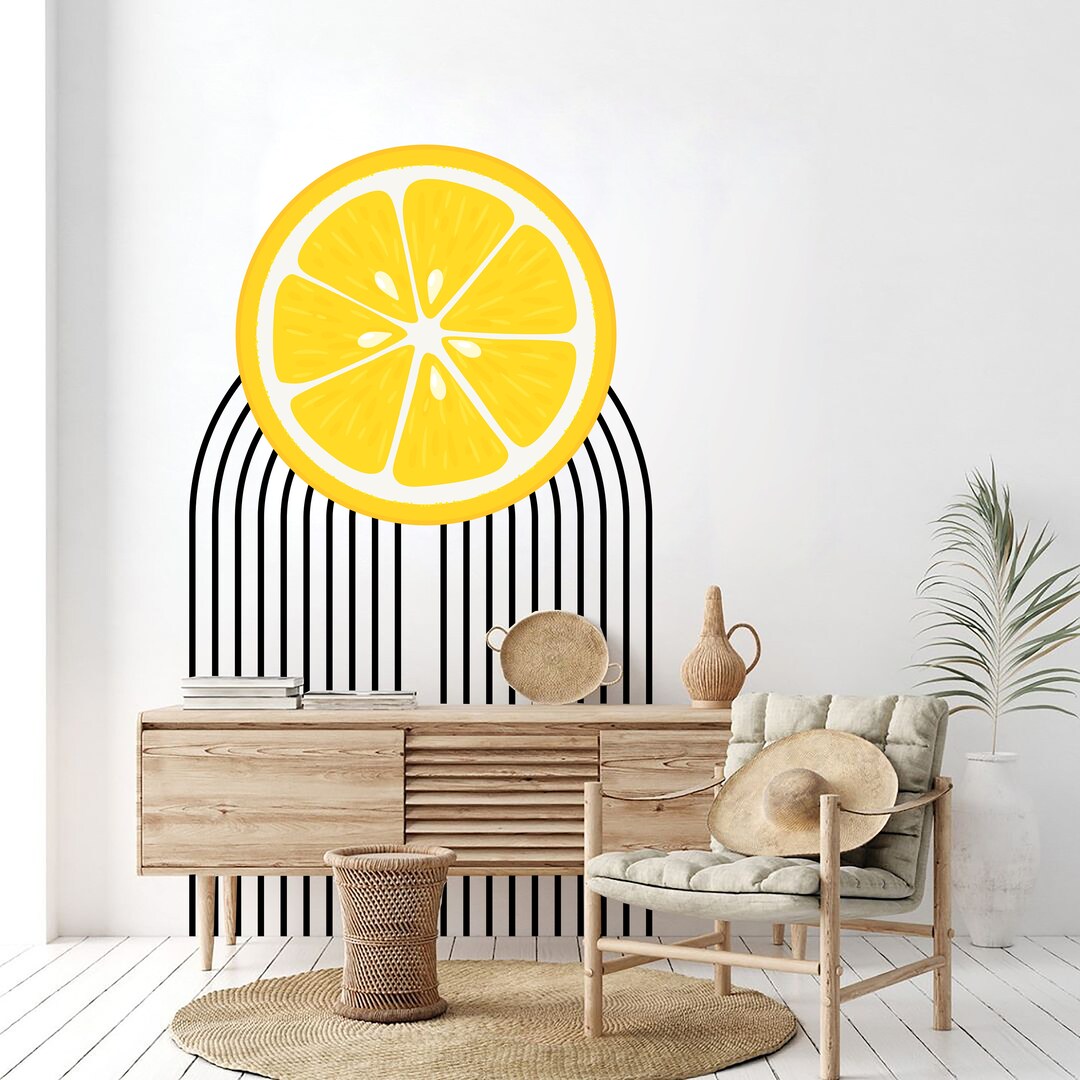 Lemon Rainbow Arch, Mid Century Modern Boho Arch Wall Decals Modern ...