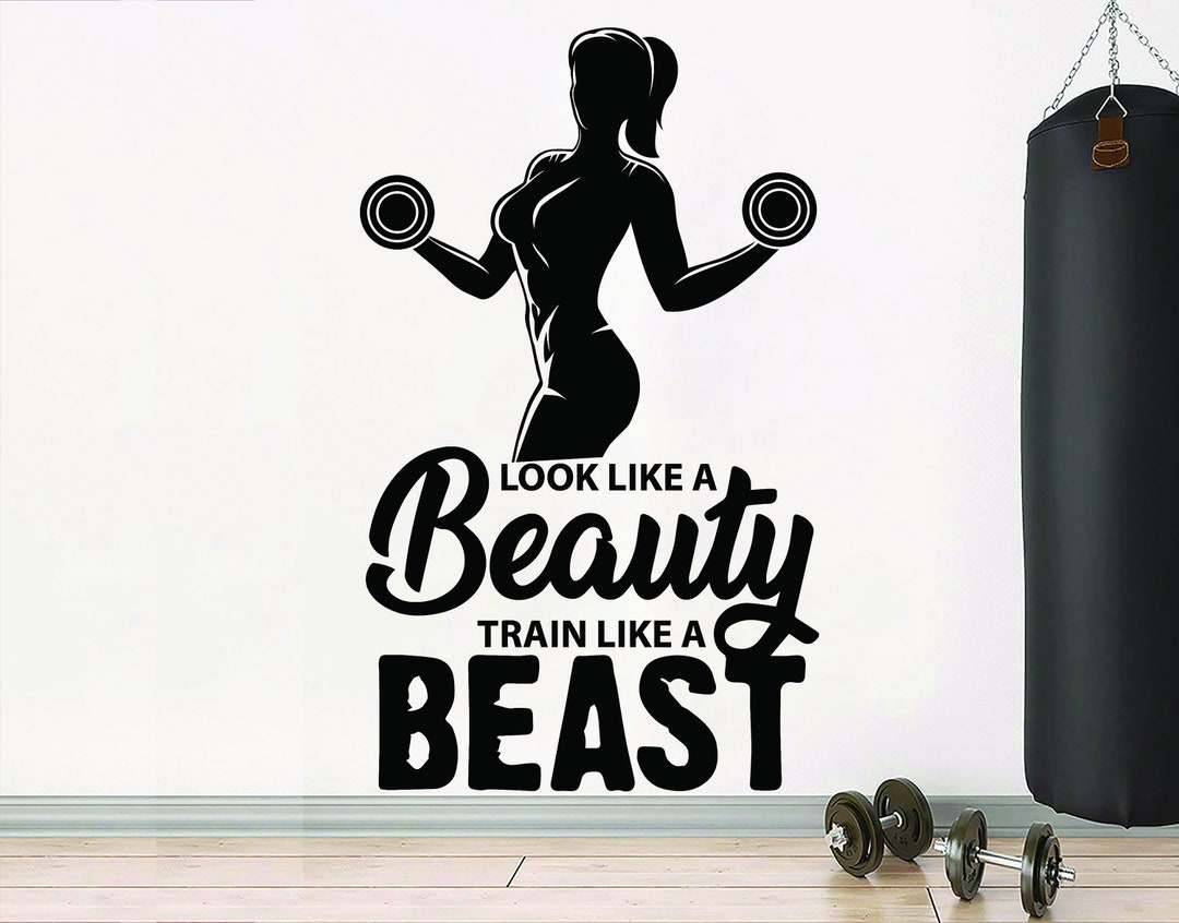 Girl Gym Wall Decal Fitness Quotes Women Decor Workout Power Art Vinyl ...