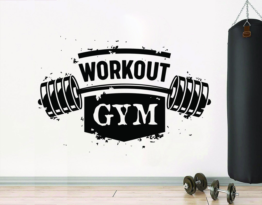 Gym Wall Decal Custom Fitness Decor Workout Art Vinyl Gorilla Gym Quote ...