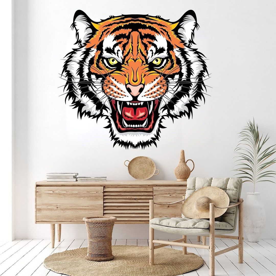 Tiger Head Wall Decal Tiger Wall Sticker Tiger Wall Decor Tiger Wall ...