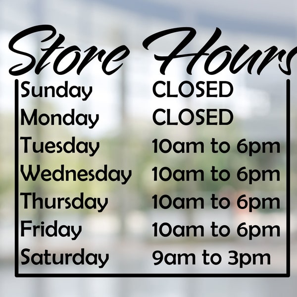 Store Hours Decal - Etsy