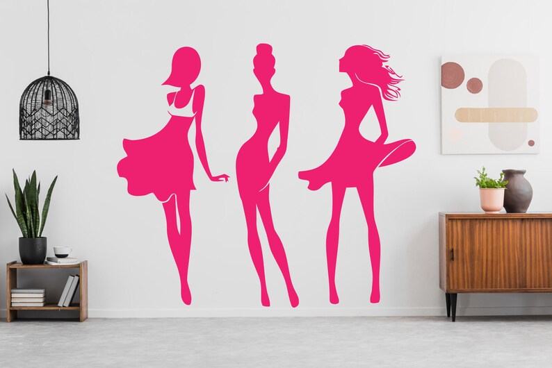 Women Fashion Couture Boutique Wall Decal Girls Clothing Atelier Dress ...