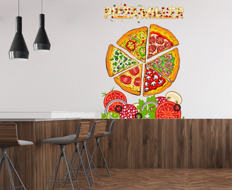 Pizza Custom Name Food Lover Wall Decal Pizza Gifts Vinyl - Etsy