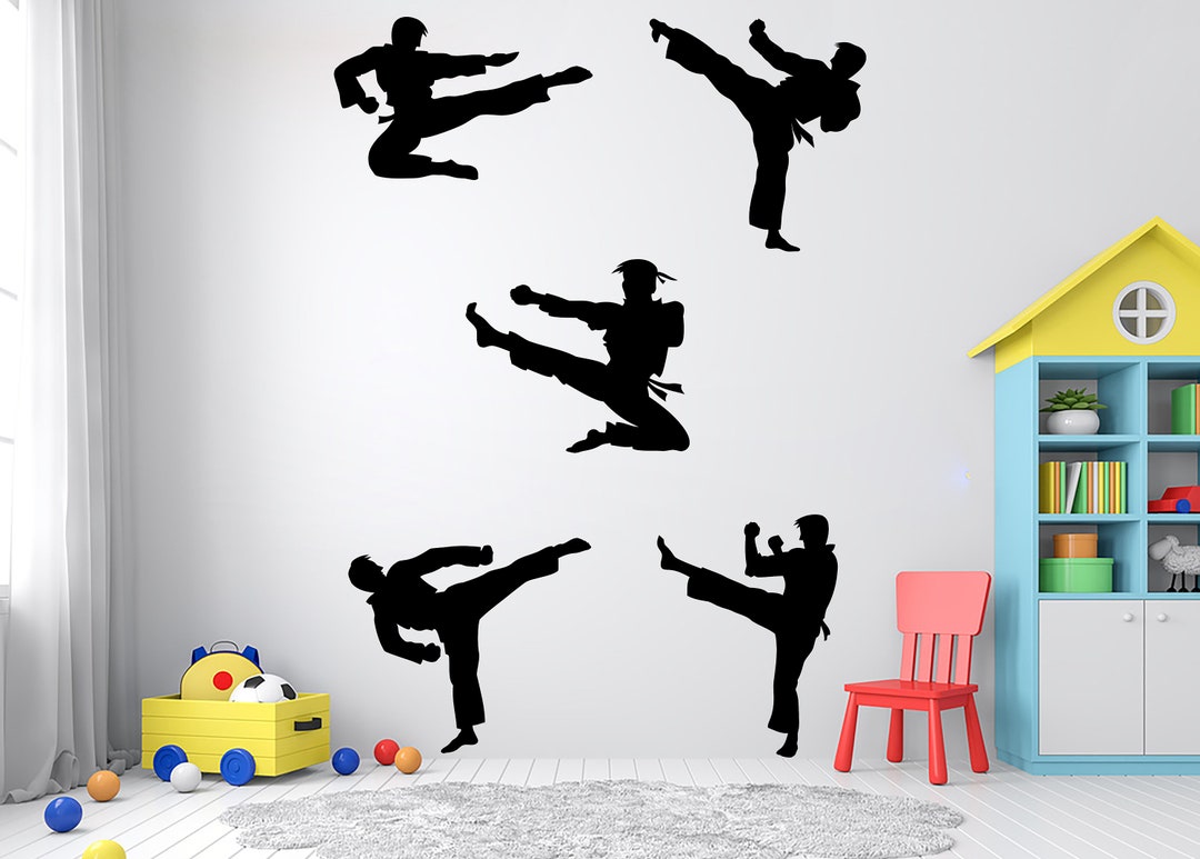 Karate Wall Decal Karate Art Wall Decal Sports Vinyl Karate Kicks Wall ...