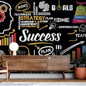 Office Wall Decal Office Wall Mural Business Peel and Stick Fabric ...