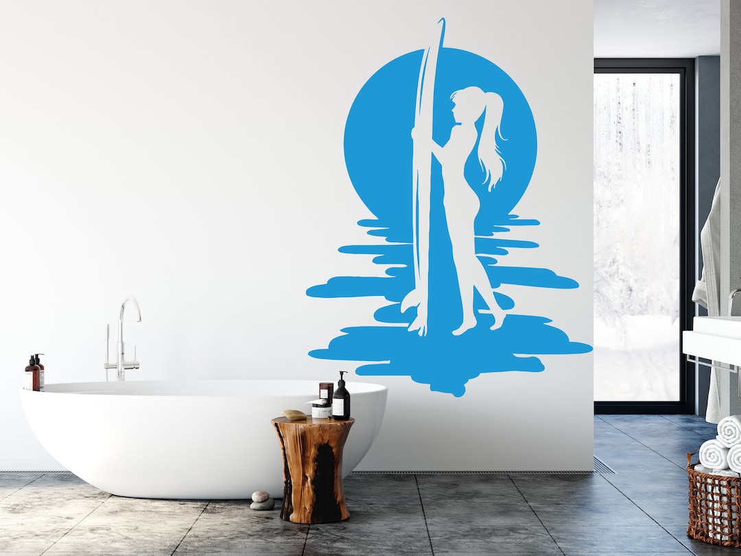 Surfing Girl Wall Decal Surf Wall Decals Surfer Girl Wall Decals ...