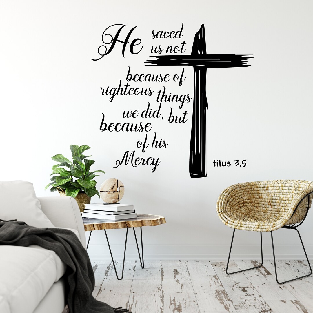 Christian Quote Cross Wall Decal Quotes Wall Art Bible Quote Wall Art ...