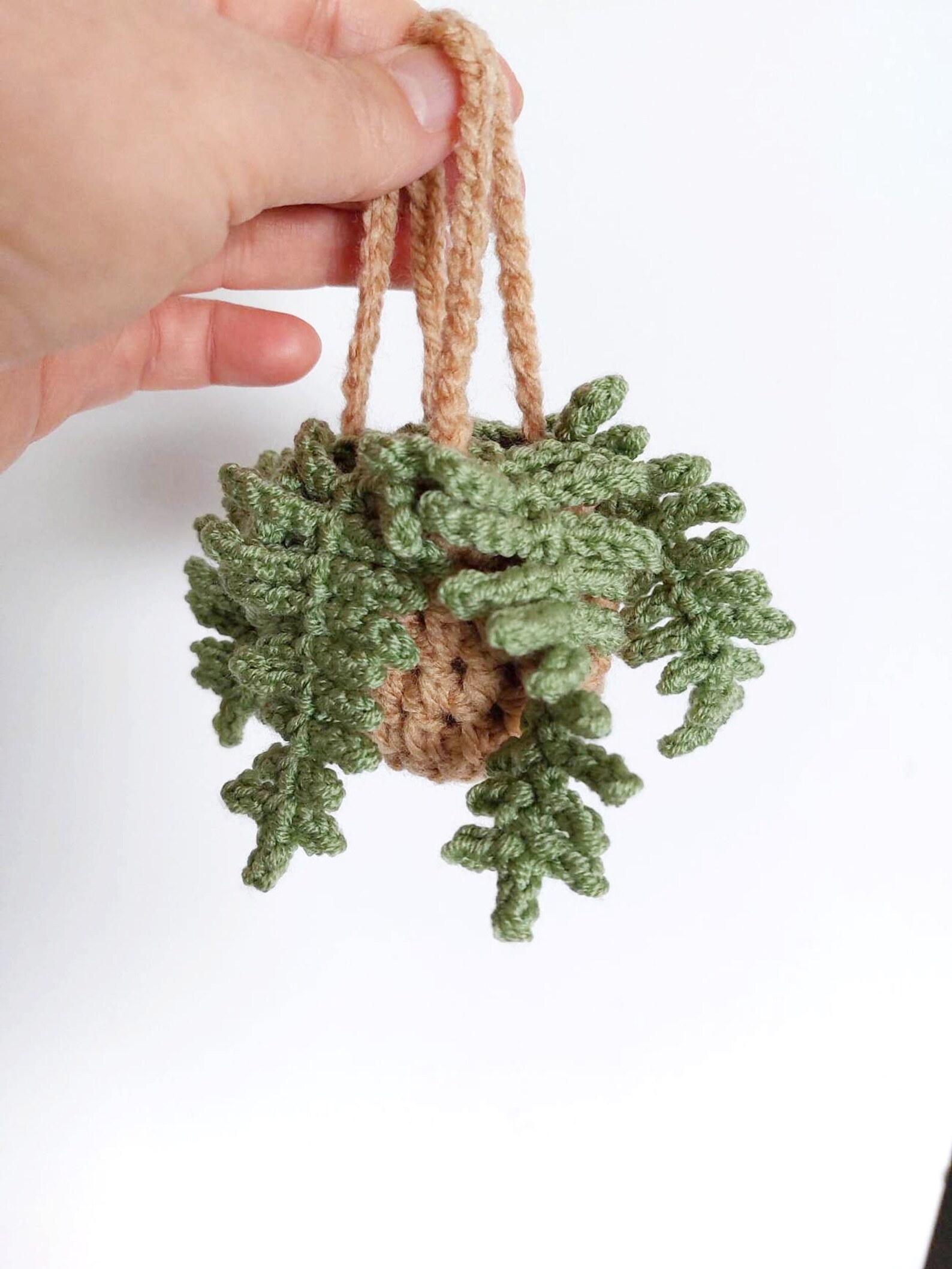 Crochet Car Hanging Plant Potted Plant Crochet Fern Ornament Gift for ...
