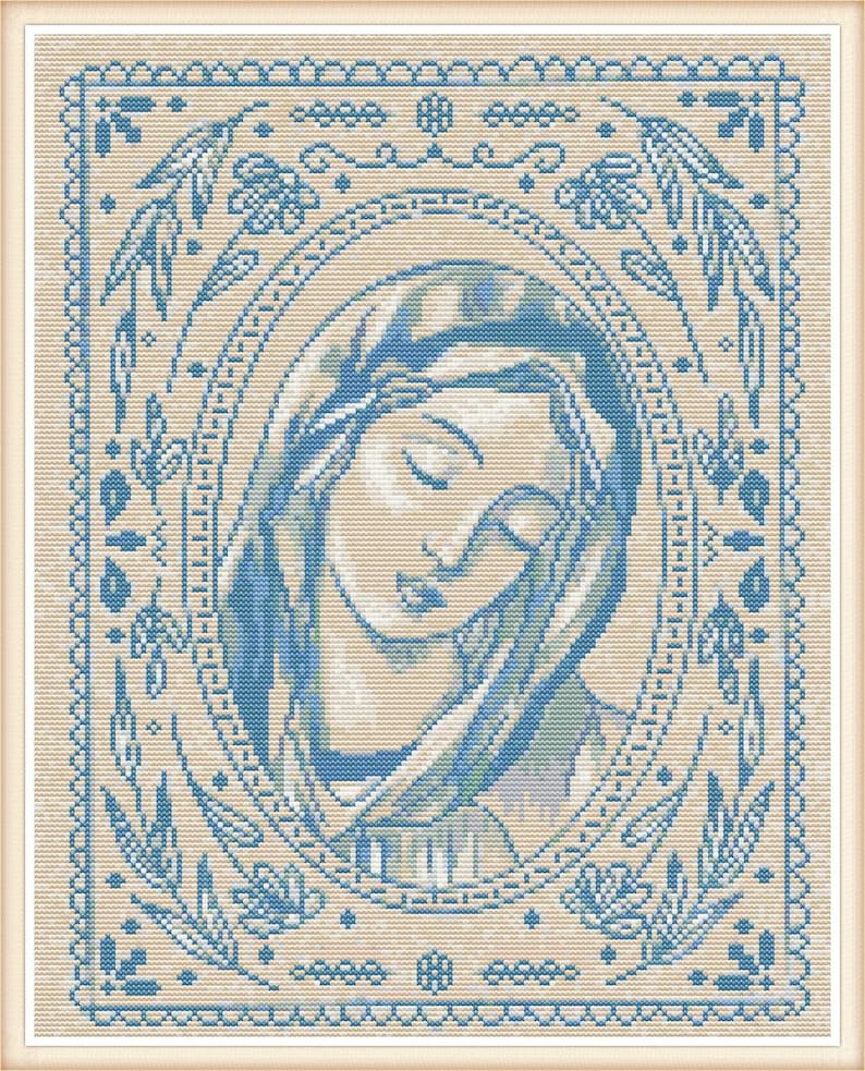Holy Mary Cross Stitch Pattern Vintage Christian Cross Stitch Pattern ...
