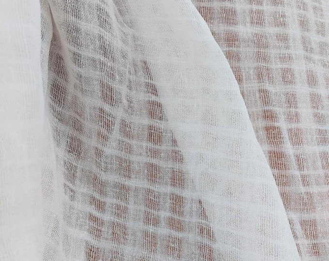 Linen Cotton Fabric Ivory Semi Sheer Fabric for Drapery Home Decor ...