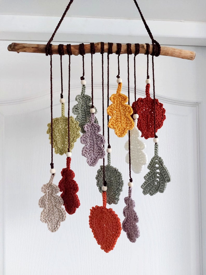 Crochet Wall Hanging Fall Leaves Wall Decor Headboard Leaves Decor Fall ...
