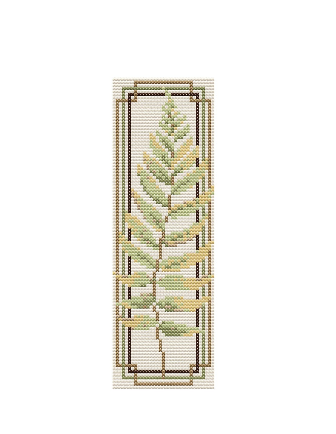 Bookmark Cross Stitch Pattern Fern Cross Stitch Pattern Floral Bookmark ...