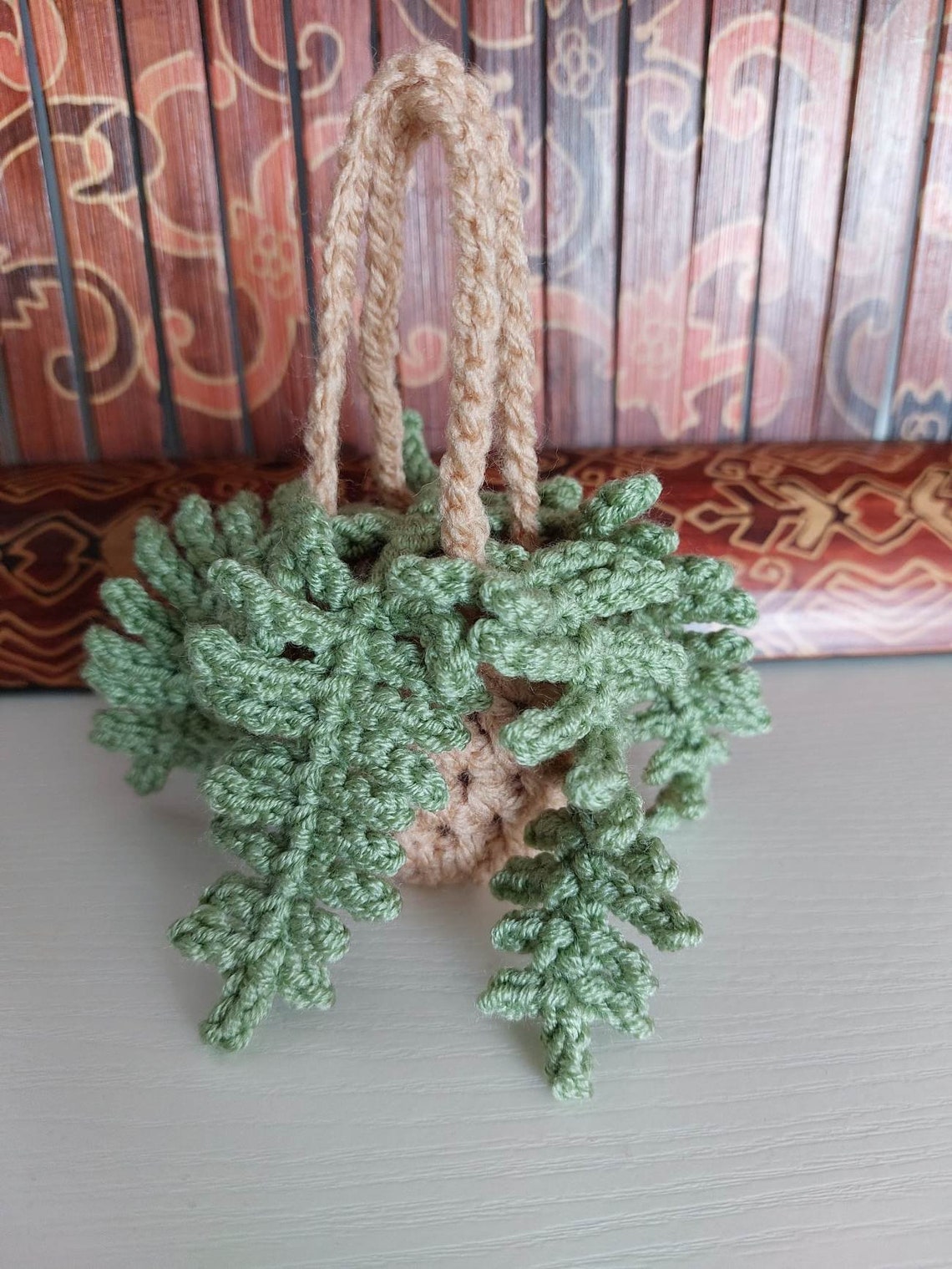 Crochet Car Hanging Plant Potted Plant Crochet Fern Ornament Gift for ...
