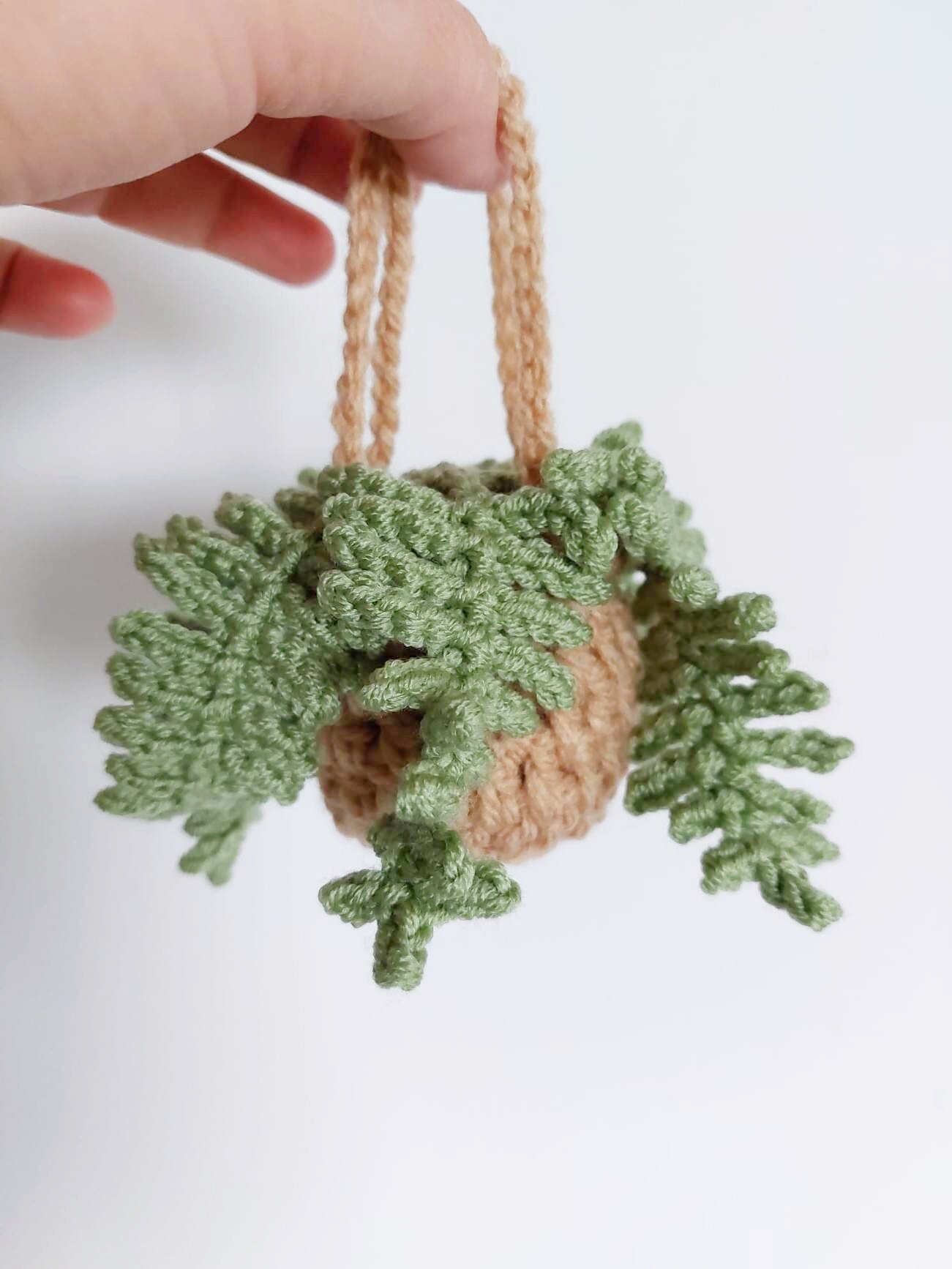 Crochet Car Hanging Plant Potted Plant Crochet Fern Ornament Gift for ...