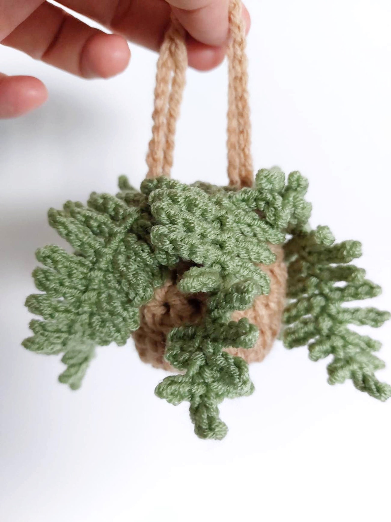 Crochet Car Hanging Plant Potted Plant Crochet Fern Ornament Gift for ...