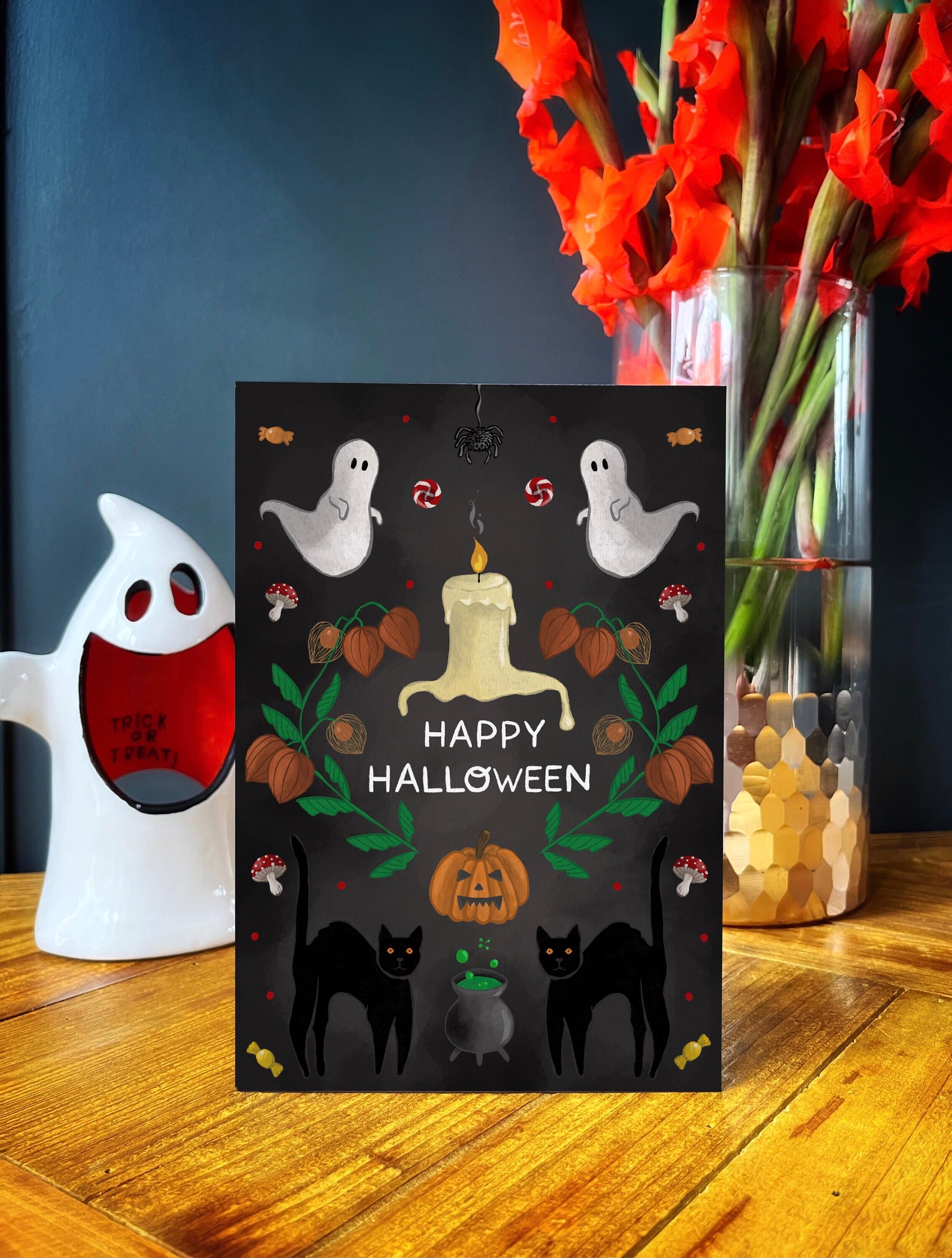 Spooky Happy Halloween Card | Ghoulish Greeting Card | Autumn - Etsy