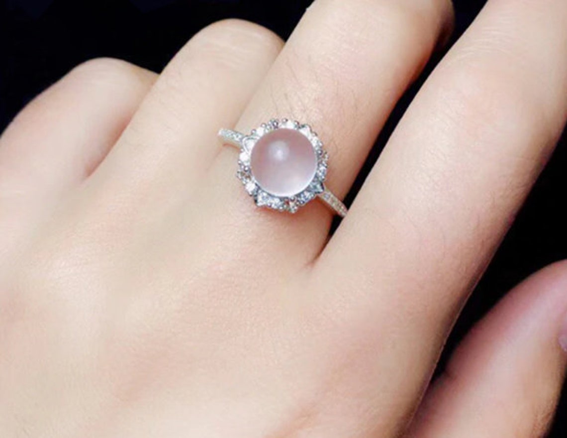 Rose Quartz Engagement Ringnatural Rose Quartz Ring925 - Etsy