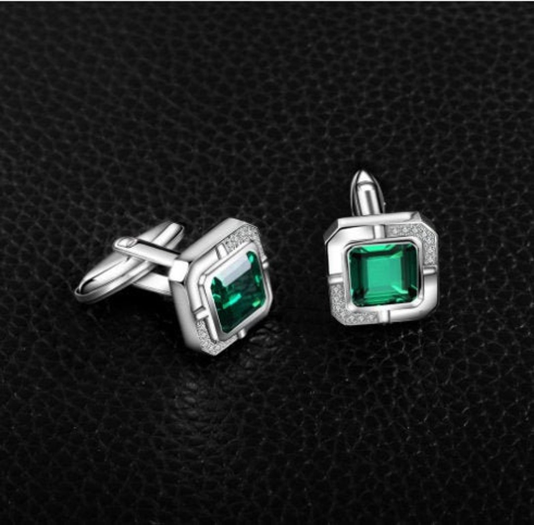 Bridal Man Cufflink,emerald Cuff Link,925 Sterling Silver Cuff Links ...