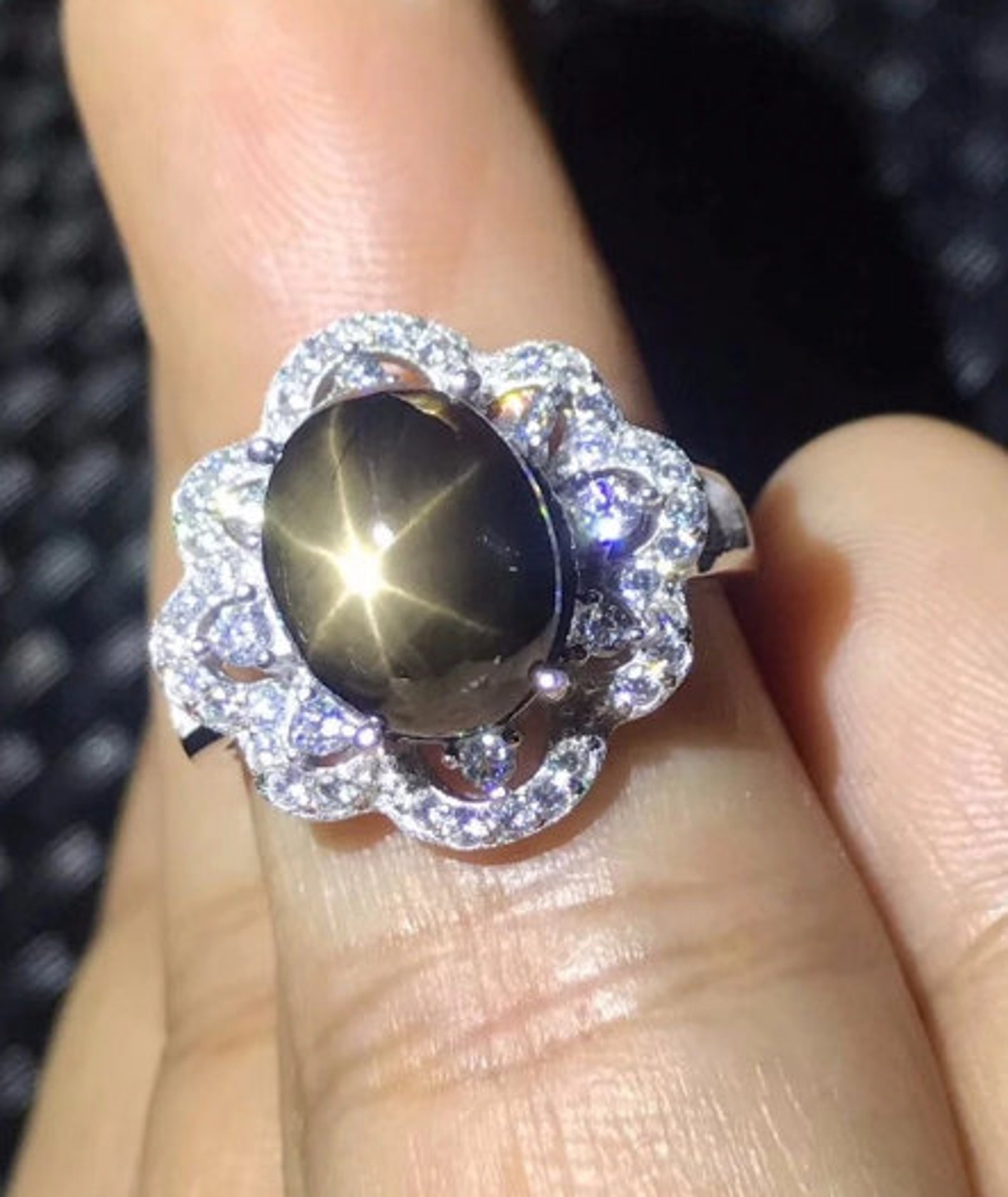 Starlight Sapphire Ring Classic 925 Pure Silver Star Line - Etsy